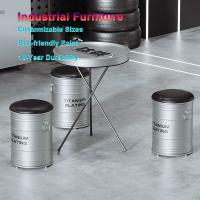 China Industrial Oil Drum Stool Rust Resistant Metal Bar Chair 45cm Height for Restaurant Cafe for sale