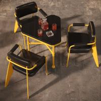 China Compact BBQ Restaurant Furniture Iron Cafe Table And Chairs Customized for sale