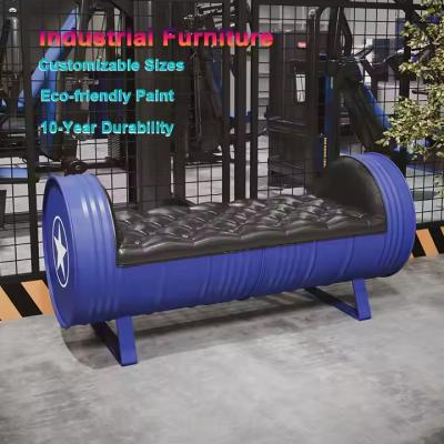 China Commercial Industrial Metal Bench Compact Dual Seating Blue for Clothing Store for sale
