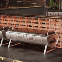 China Industrial Metal Oil Drum Bench Commercial Bar Stool 12 Color Options for sale