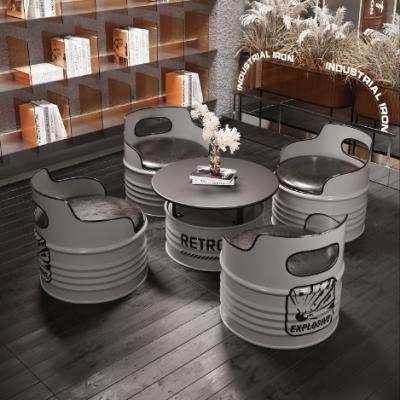 China Industrial Metal Cafe Chair Set with Bar Table 2 Seats Customizable Color for sale