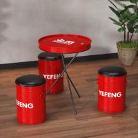 China Custom Iron Oil Drum Table and Chair Set for Hotels Dining 2-Seat for sale