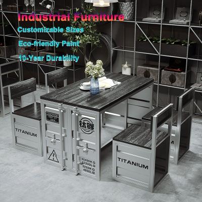 China Custom Iron Table Chair Set Industrial Metal Furniture for Bars Tea Houses 10 Piece Minimum for sale