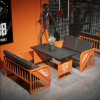 China Customized Oil Drum Furniture Container Style Booth Table Chair Set Commercial 12 Colors for sale