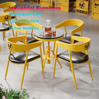 China Luxury Industrial Metal Bar Table and Chairs Set Customizable for Restaurant Home Bar for sale