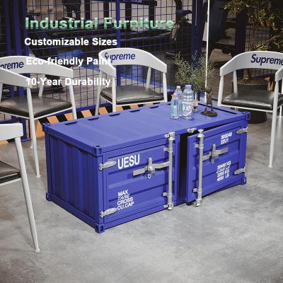 China Industrial Iron Coffee Table Storage Cabinet 100-140cm Customizable Living Room Furniture for sale