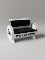 China Durable Iron Frame Barrel Couch with Premium PU Leather and Compact Design for Small Spaces for sale
