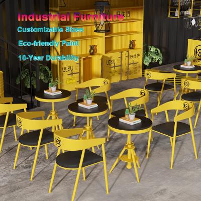 China Customizable Industrial Oil Drum Table and Chair Set with Durable Iron Frame PU Leather for sale