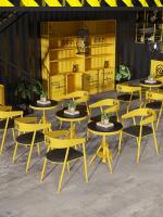 China Customizable Industrial Oil Drum Table and Chair Set with Durable Iron Frame PU Leather for sale
