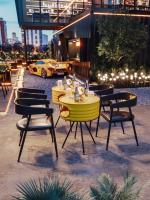 China Durable Iron Frame Oil Drum Table and Chair Set with Premium PU Leather Upholstery and Compact Design for sale