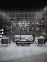 China Industrial Metal Booth Sofa Set with 1mm Iron Plate and High-Temperature Spray-Painted Finish in Customizable Colors for sale