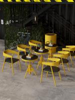China Customizable Color Durable Iron Frame Premium PU Leather Oil Drum Table and Chair Set Industrial Style Furniture for sale