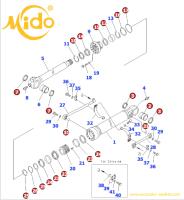 China Komatsu Excavator Bucket Hydraulic Cylinder Seal Kit 707-99-59080 for PC220LC-8 PC290LC-10 for sale