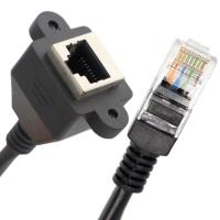 China Custom 6FT Screw Locking Stud Network Ethernet Female Socket RJ45 Panel Mount Extension Cable for sale