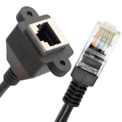 China Custom 6FT Screw Locking Stud Network Ethernet Female Socket RJ45 Panel Mount Extension Cable for sale