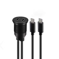 China Customize Dual Type C Male to Female Waterproof Extension Cable With Flush Mount Panel For Car Truck Boat Motorcycle Computer for sale