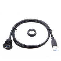 China Short Head USB 3.0 Male To Female Waterproof Extension Cable With Flush Mount Panel For Car Truck Boat Motorcycle Computer for sale