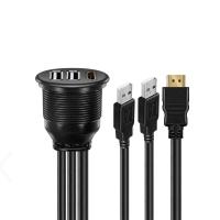 China 3 Ports USB 2.0 Male To USB 2.0 Female Waterproof Extension Cable With Flush Mount Panel For Car Truck Boat Motorcycle Computer for sale