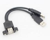China Dual USB 2.0 Type A Panel Mount Male to Female Extension Cable for sale
