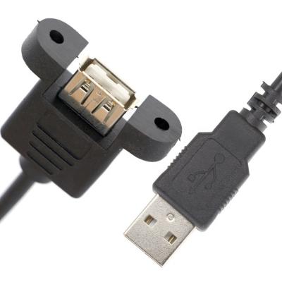 China 1ft 3ft 10ft Screw Locking Stud Male to Female Panel Mount USB 2.0 Type A Extension Cable for sale
