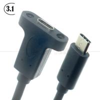China 10Gbps 0.3m 1m Male to Female Type C 3.1 Panel Mount Screw Locking Hole USB Extension Cable for sale