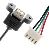 China Custom Screw Locking Stud Female Panel Mount USB 2.0 Type A to JST XH PH SH Assembly Cable for sale