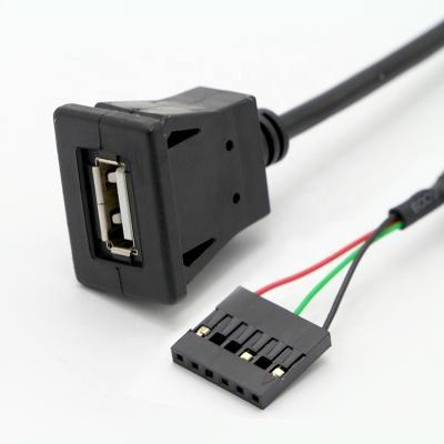 China OEM Snap in USB Socket Panel Mount Cable with Dupont Terminal for sale