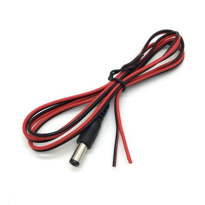 China Red Black DC Male 5.5x2.1mm Barrel Jack to Stripped Open Bare End Tinned Wire Cable for sale