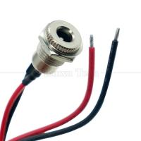 China 10cm 18AWG 5A Panel Mount DC 099 Female Socket 5.5x2.1mm 2.5mm Metal Threaded Connector to Open Tinned Wires End Cable for sale