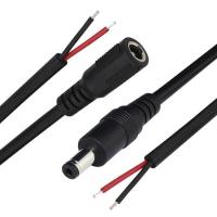 China 12V 24V DC Supply Input Jack 2.1x5.5mm Male Female Socket Barrel Connector to Open DC Pigtail Power Cable for sale