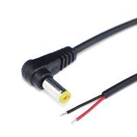 China 90 Degree Angle Male DC 2.1x5.5 Barrel Jack to Open Stripped Tinned Wire Bare End Cable for sale