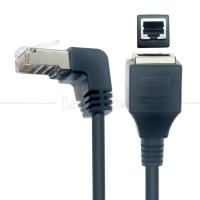 China OEM STP UTP 90 Degree Right Angle RJ45 8P8C Male to RJ45 Female Socket Cat5e Ethernet Cable for sale