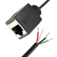China Custom Assembly Female RJ45 Socket To Open Tinned Soldering 4 Wires Bare End  Pigtail Cable for sale