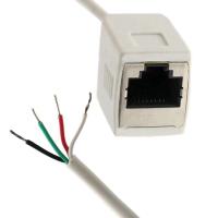 China Customization White Female RJ45 Socket To Open Tinned Soldering 4 Wires Bare End  Pigtail Cable for sale