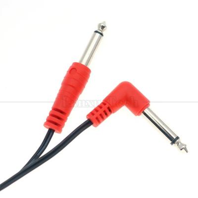 China 90 Degree Right Angle to Straight 6.35mm TS Jack Stereo Audio Cable for Gui tar Pedal for sale