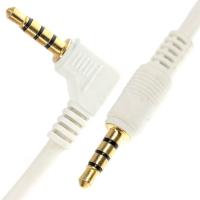 China Custom White Gold Connector Male To Male Right Angle 3.5mm Jack TRRS Plug Stereo Audio Cable for sale