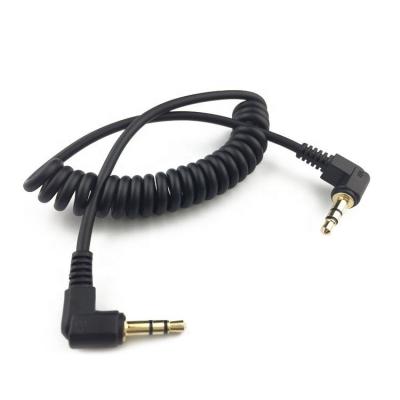 China 90 Degree Male to Male 3.5mm Jack Coiled Headphone Stereo Aux Audio Extension Cable for sale