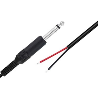 China 6.35mm 1/4 Inch TS 2 Ploes Jack Mono Male Audio Plug to Bare Wire Open End Cable for Microphone for sale