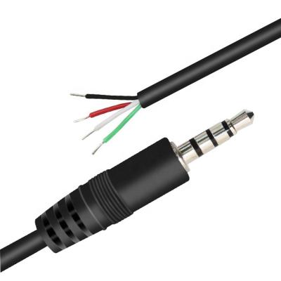 China Custom 4 Poles TRRS 3.5mm Stereo Audio Jack to Stripped Pigtail Tinned Bare Wire End Cable for sale
