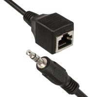 China 3.5mm Stereo Audio Jack to RJ45 Female Socket Cat5 Cat6 Cat7 Ethernet Extender Cable for sale