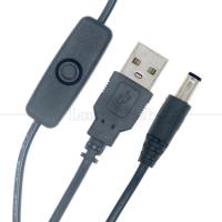 China High Quality Power ON OFF Switch USB to DC 5.5x2.1mm Charger Cable for Led Strip Lamp Light Fan for sale