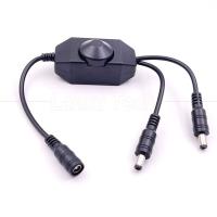 China 12v 1 Female to Splitter 2 Male DC Power on off Rotation Switch Controller LED Dimmer for Lamp for sale