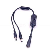 China 12v Splitter 1 Female to 2 Male DC Plug 5.5x2.1mm on off Switch Cord Cable for LED Lamp Light for sale