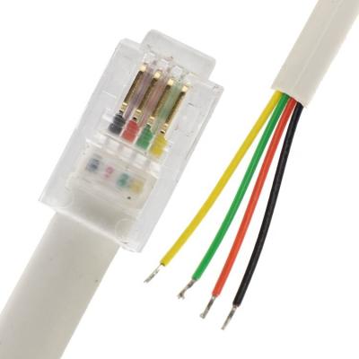 China Customized 1m 2m 3m RJ9 RJ11 Male 4p4c to Stripped Tinned Wire Open End Cable for sale