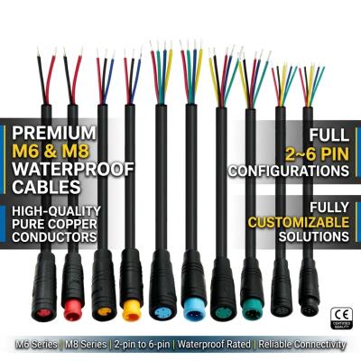 China IP67 PI68 M6 M8 2 3 4 5 6 Pin Waterproof Cable for Outdoor Led Camera for sale