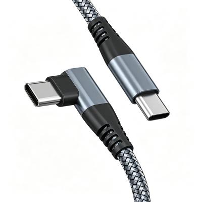 China Braided Elbow 90 Degree Angle 60W 3A Type C To Type C PD Charging Data Charger Cable for Mobile Phone Monitor iPhone 15 16 for sale