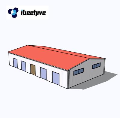 China Prefabricated Long Span Single / Double Slope Roof Steel Structure Warehouse For Storage for sale