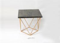 China Rose Gold Metal Shelf Black Wood Coffee Tea Table for sale