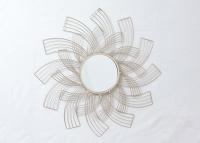 China Modern Bedroom Rose Gold Floral Metal Wall Art Mirror for sale