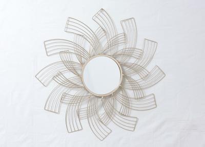 China Modern Bedroom Rose Gold Floral Metal Wall Art Mirror for sale